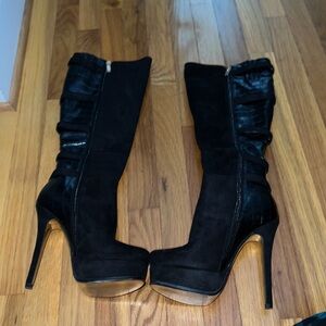 bebe | Shoes | Bebe Black Knee Heel Boots | Poshmark